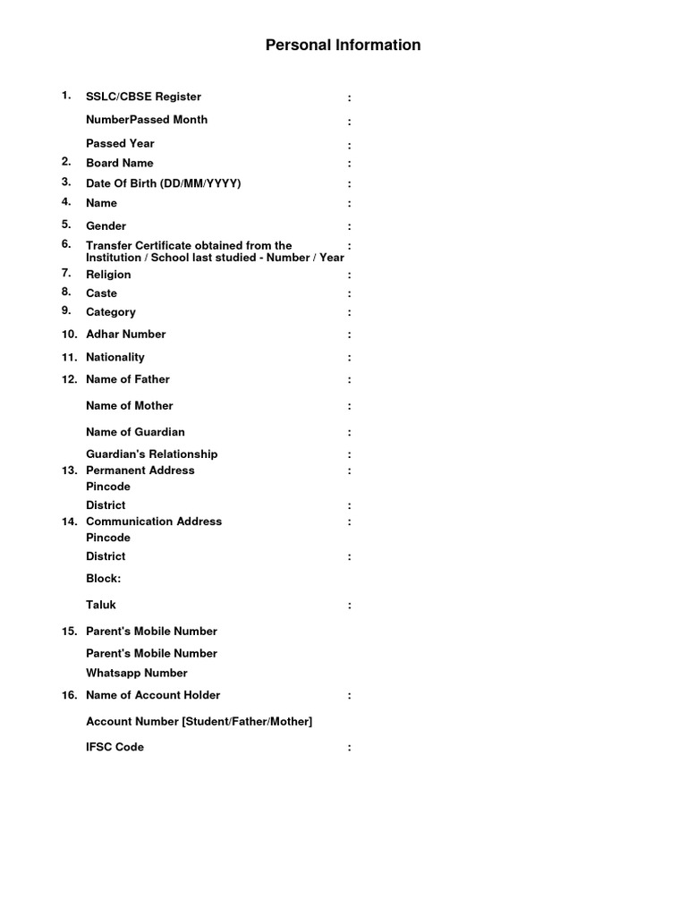 Personal Information | PDF