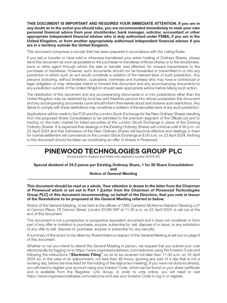 Pinewood Circular Web | PDF | Dividend | Securities Act Of 1933