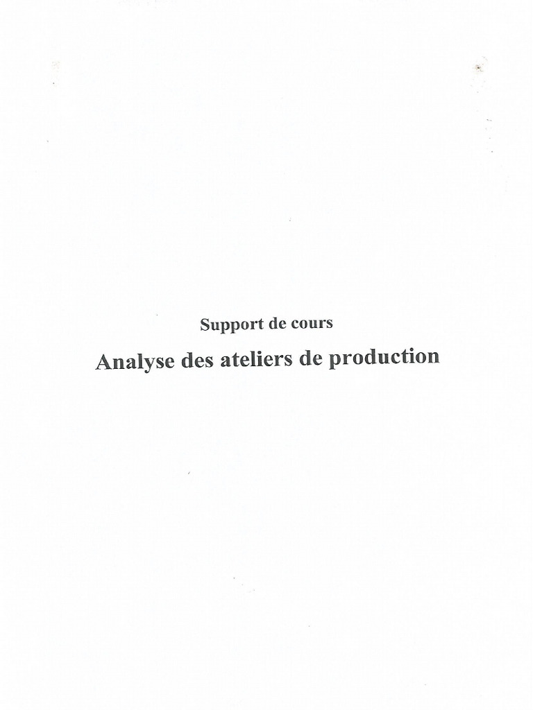 Annalyse Des Ateliers de Production | PDF