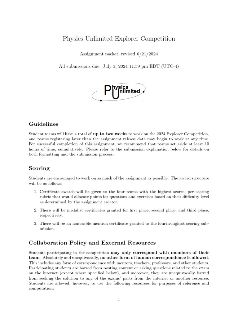 2024 Explorer Assignment v2 | PDF | Nuclear Fusion | Physics