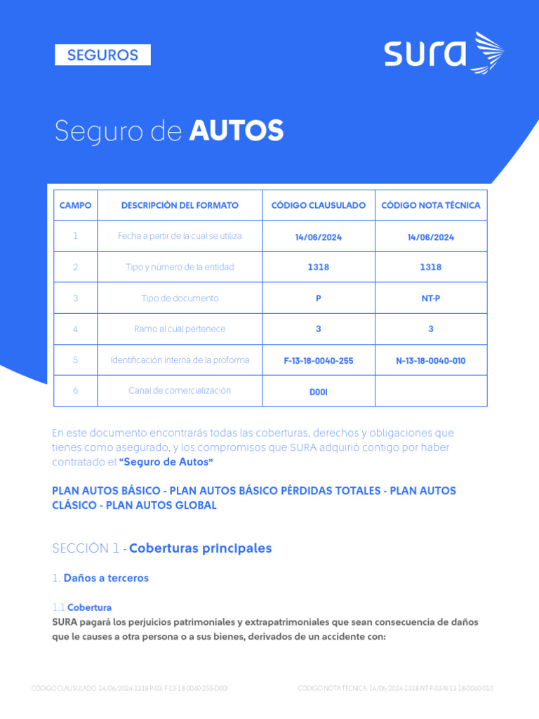 Plan Autos Global Clasico Basico | PDF | Póliza de seguros | Seguro