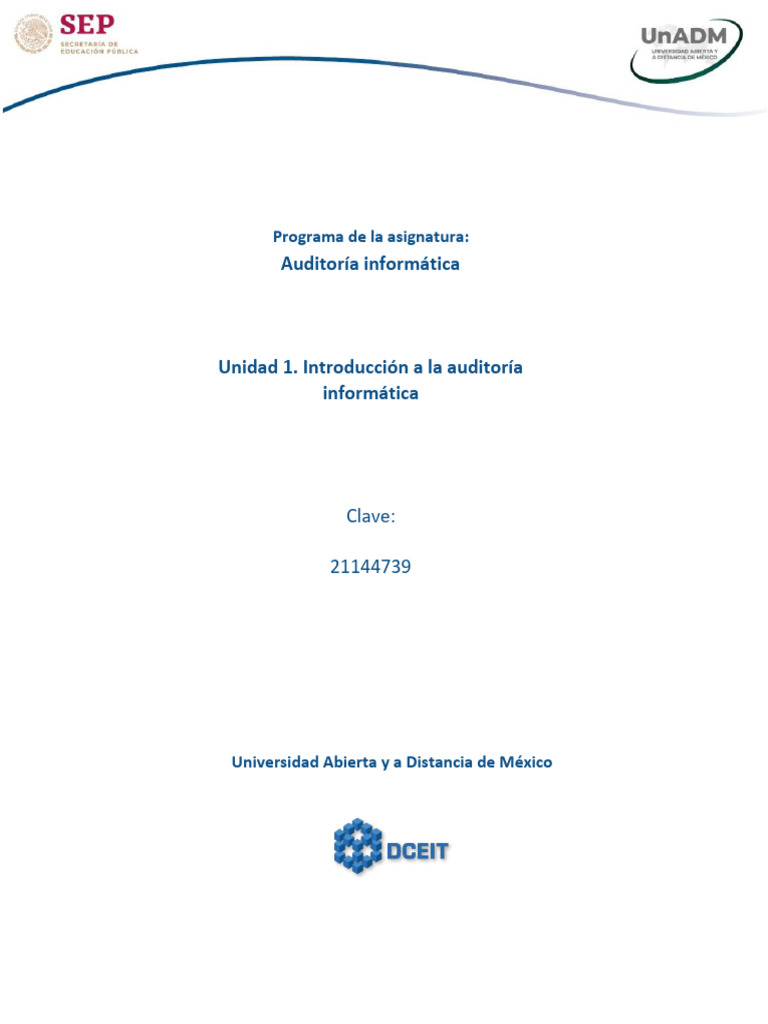 Unidad_1_introduccion_a_la_auditoria_informatica | PDF | Auditoría | Software