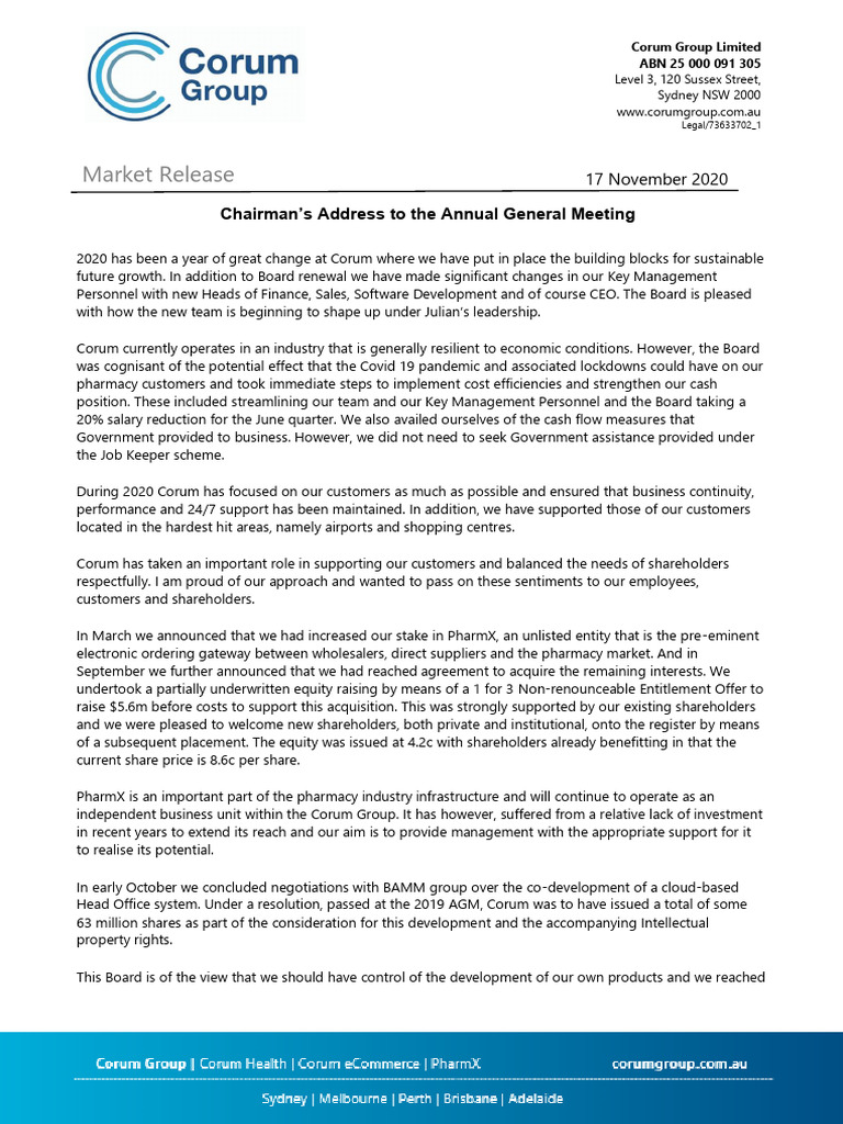 Chairmans Address To The Agm Final - KC | PDF | Incentive | Economies
