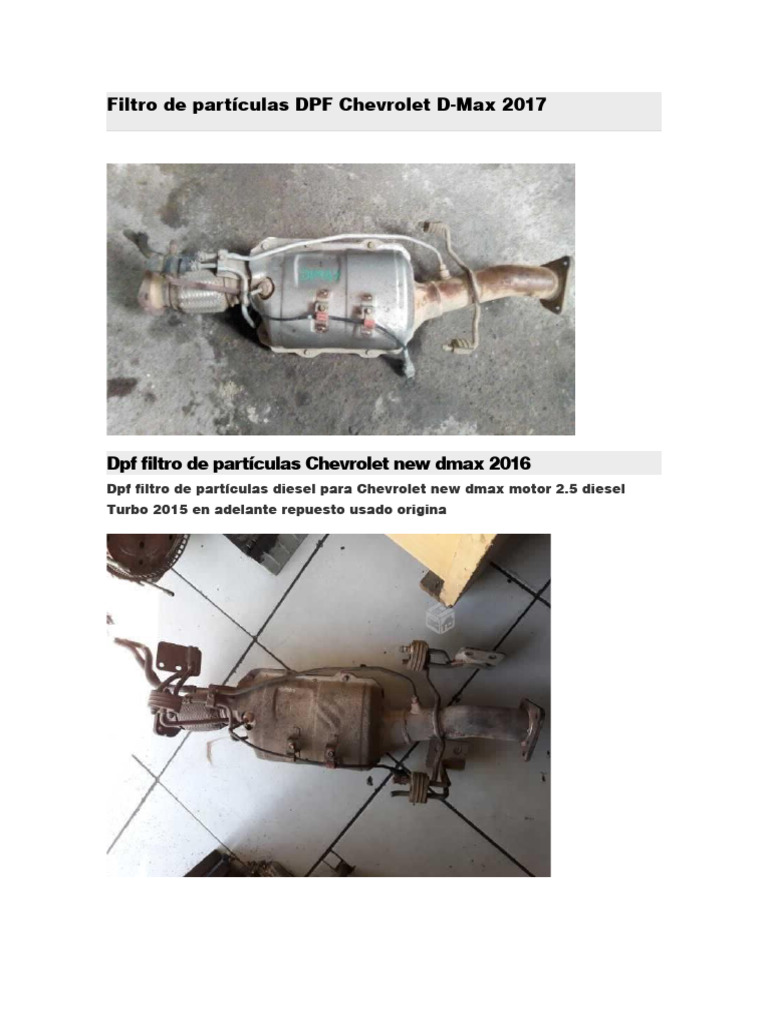 Filtro de partículas DPF Chevrolet D | PDF