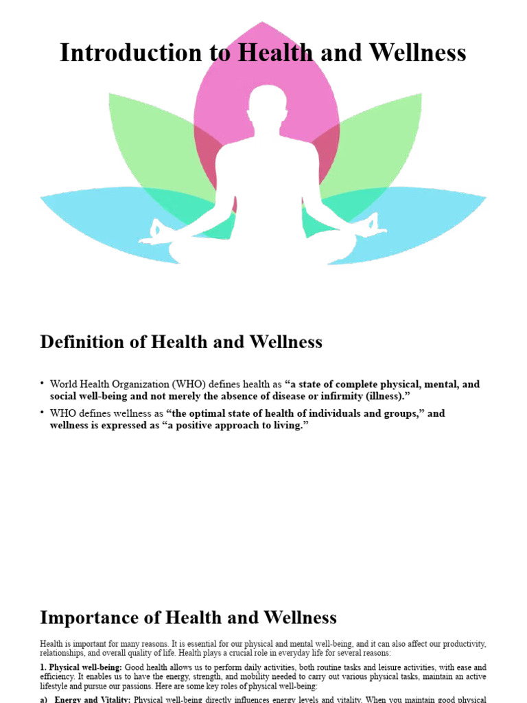 Introduction To Health and Wellness | PDF | Mental Health | Preventive ...