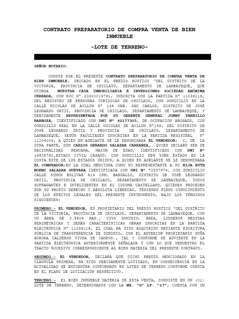 Contrato Preparatorio G-17 | PDF