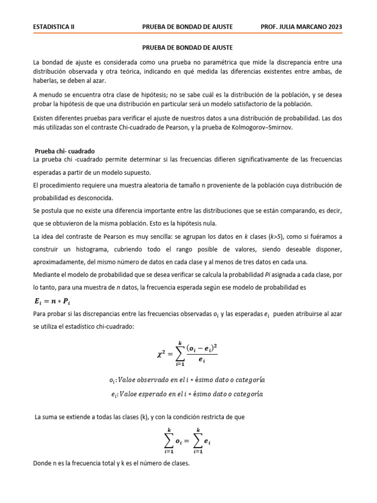 Prueba de Bondad de Ajuste Resumen | PDF | Prueba de ji cuadrado ...
