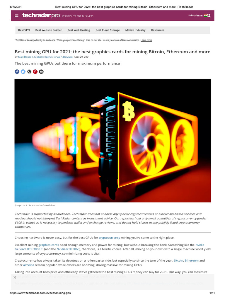 Best Mining GPU For 2021 - The Best Graphics Cards For Mining Bitcoin ...