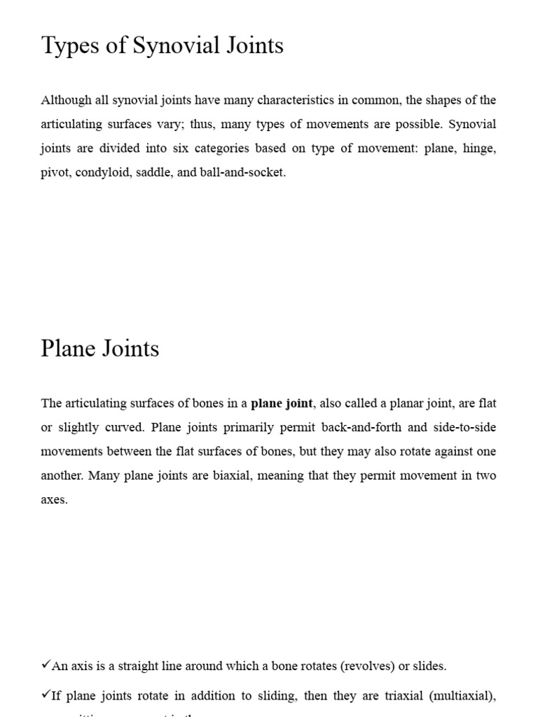 Types of Synovial Joints Explained | PDF | Anatomical Terms Of Motion ...