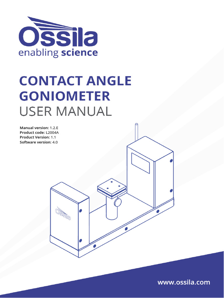 Ossila Contact Angle Goniometer Manual | PDF | Drop (Liquid) | Surface ...