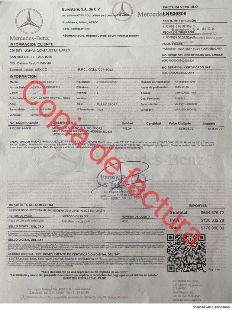 Factura de Vehiculo | PDF