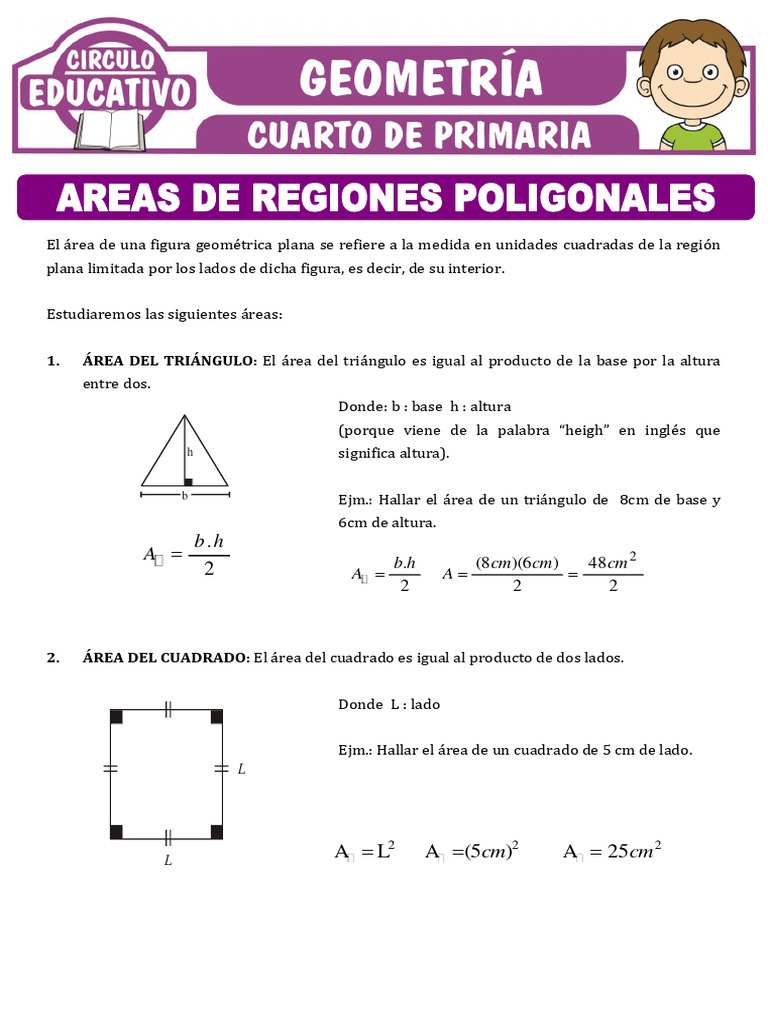 Areas de Regiones Poligonales para Cuarto de Primaria | PDF ...