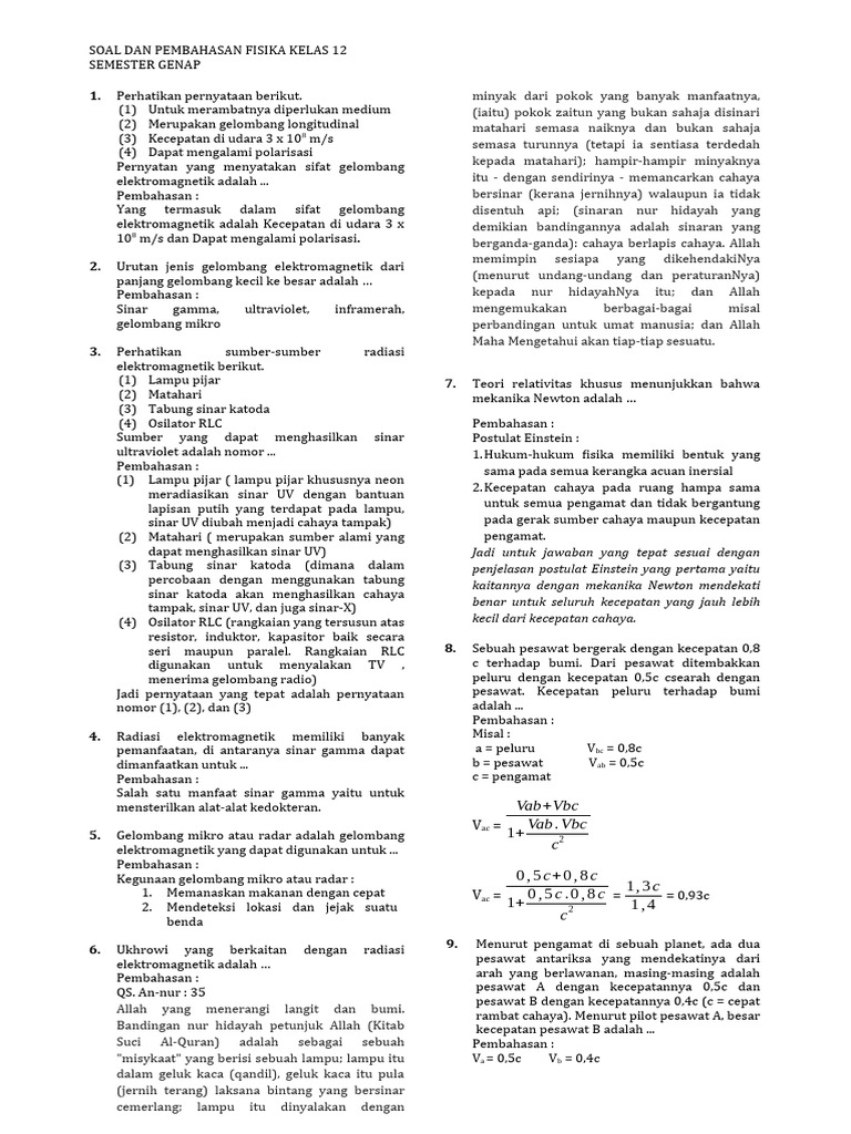 Bank Soal Fisika 12 Pas | PDF | Sains & Matematika