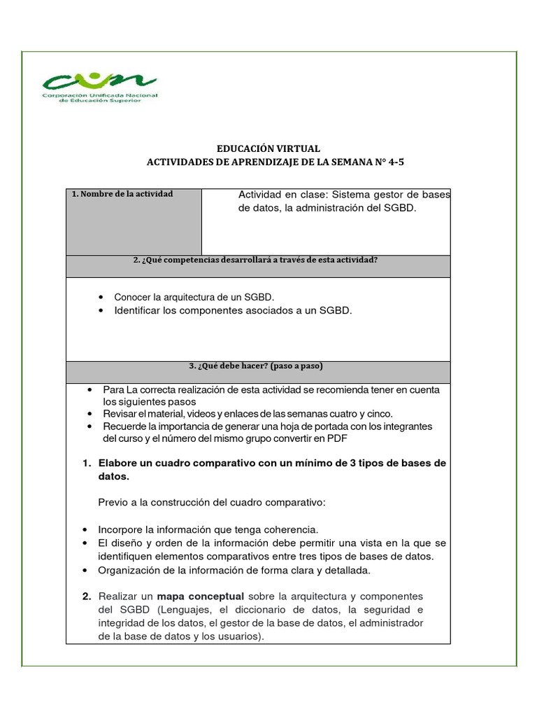 Actividad Semana ACA 2 | PDF | Bases de datos | Informática