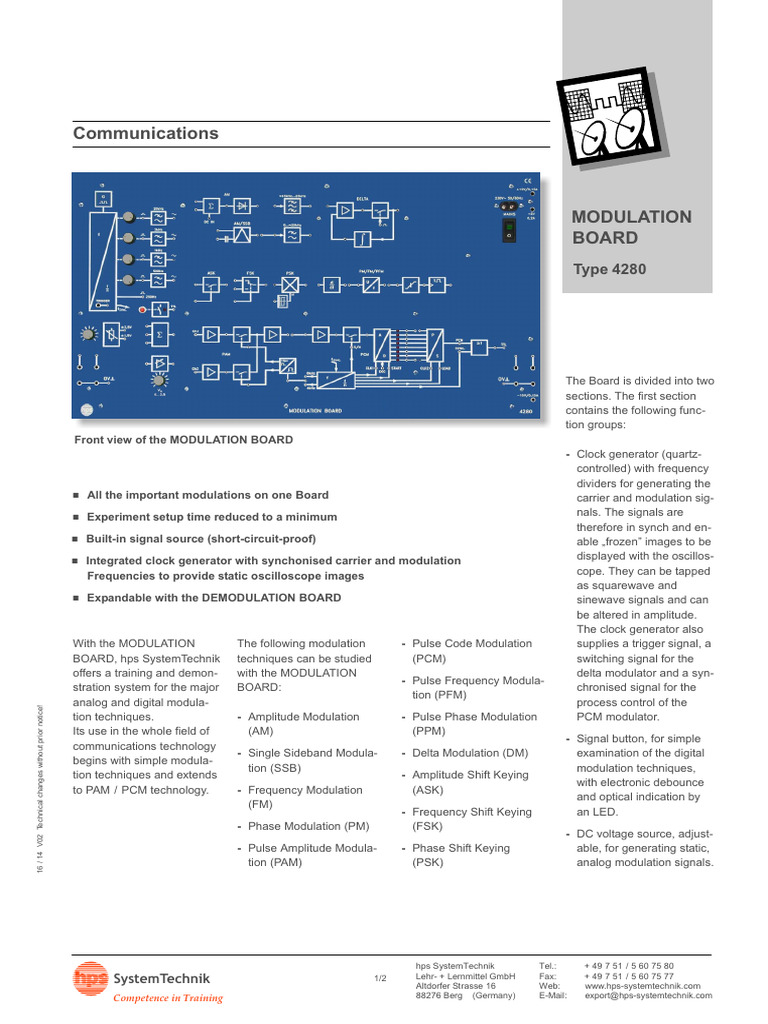 1 - Modulation Board - HPS4280 | PDF | Modulation | Frequency Modulation