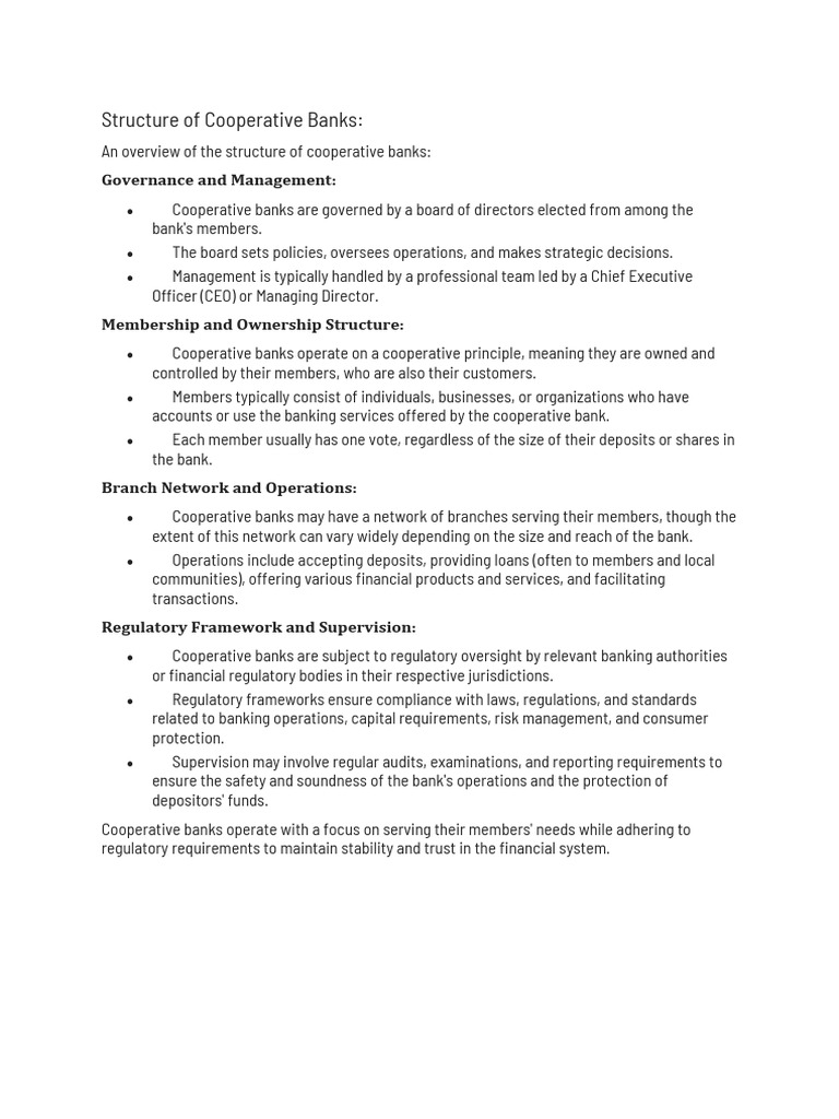 Structure of Cooperative Banks | PDF