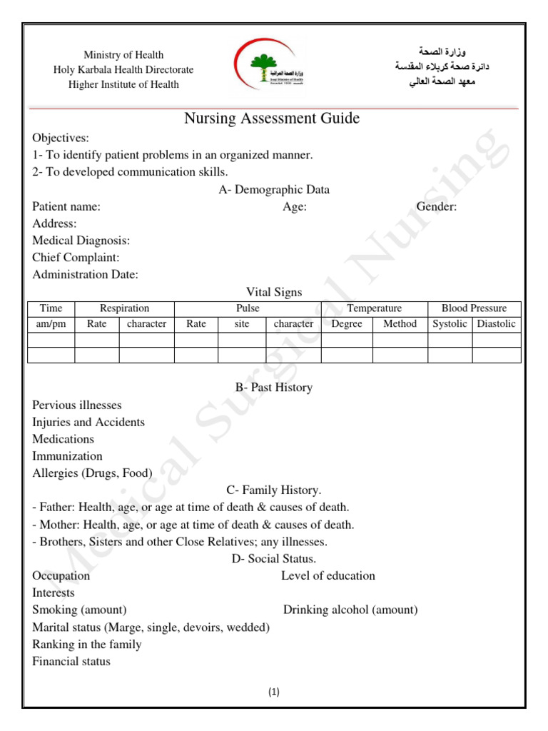 Nursing Assessment Guide | PDF | Medicine | Clinical Medicine