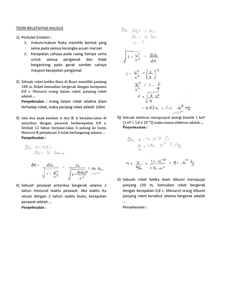 Teori Relativitas Khusus | PDF