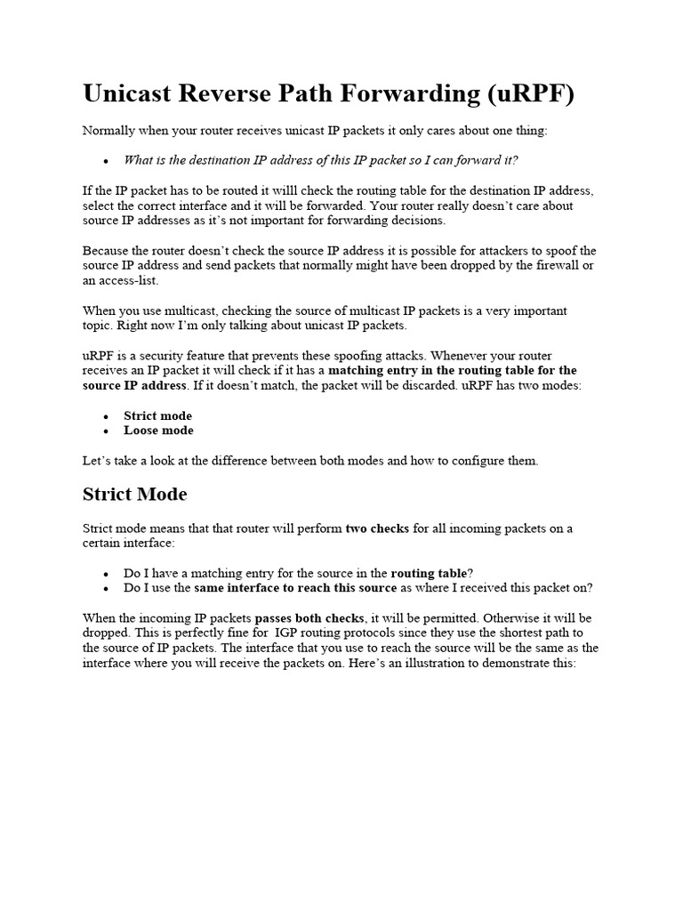 Understanding Unicast RPF Modes | PDF | Computing | Computer Networking