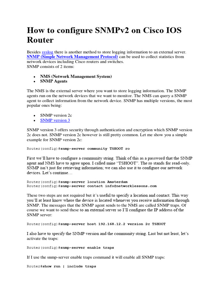 SNMP V2 | Download Free PDF | Computer Networking | Internet Protocols