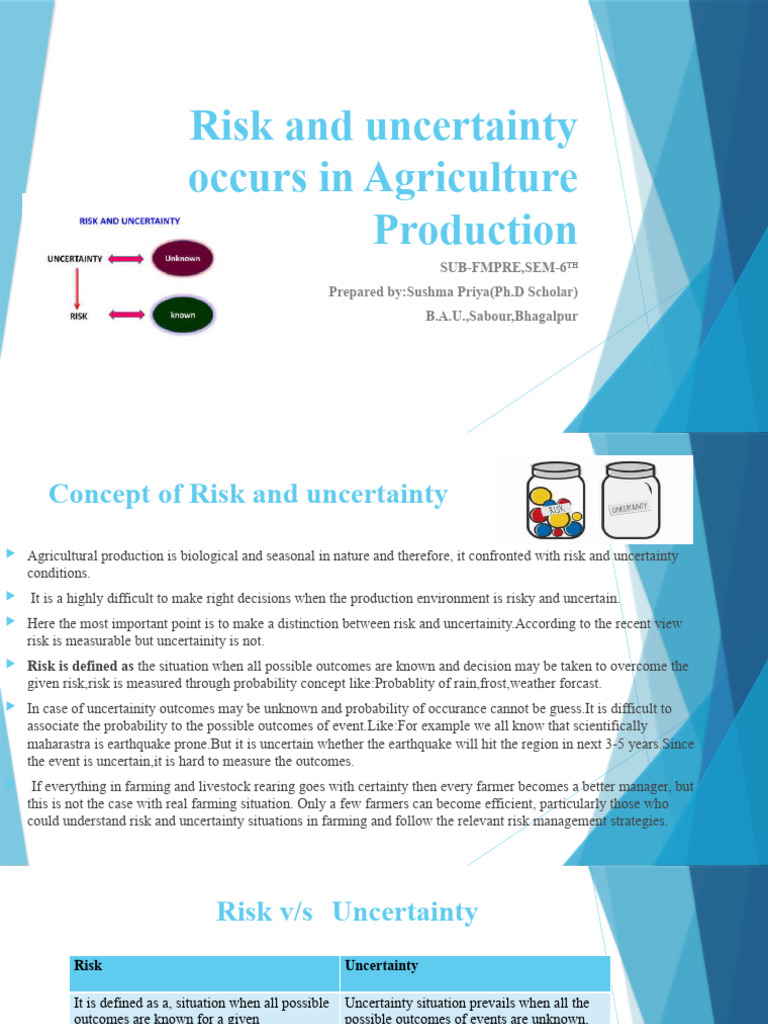 Risk and Uncertainty Occurs in Agriculture | PDF | Risk | Uncertainty