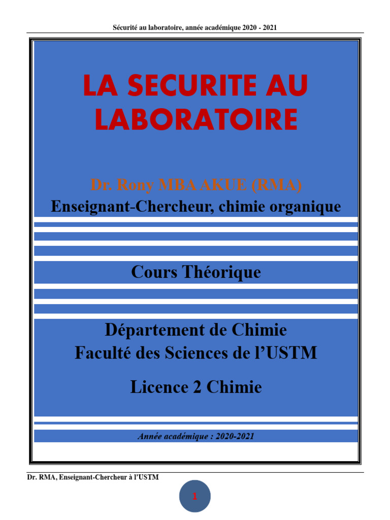 COURS MBA Sécurité Au Labo | PDF | Sécurité | Ventilation (Architecture)