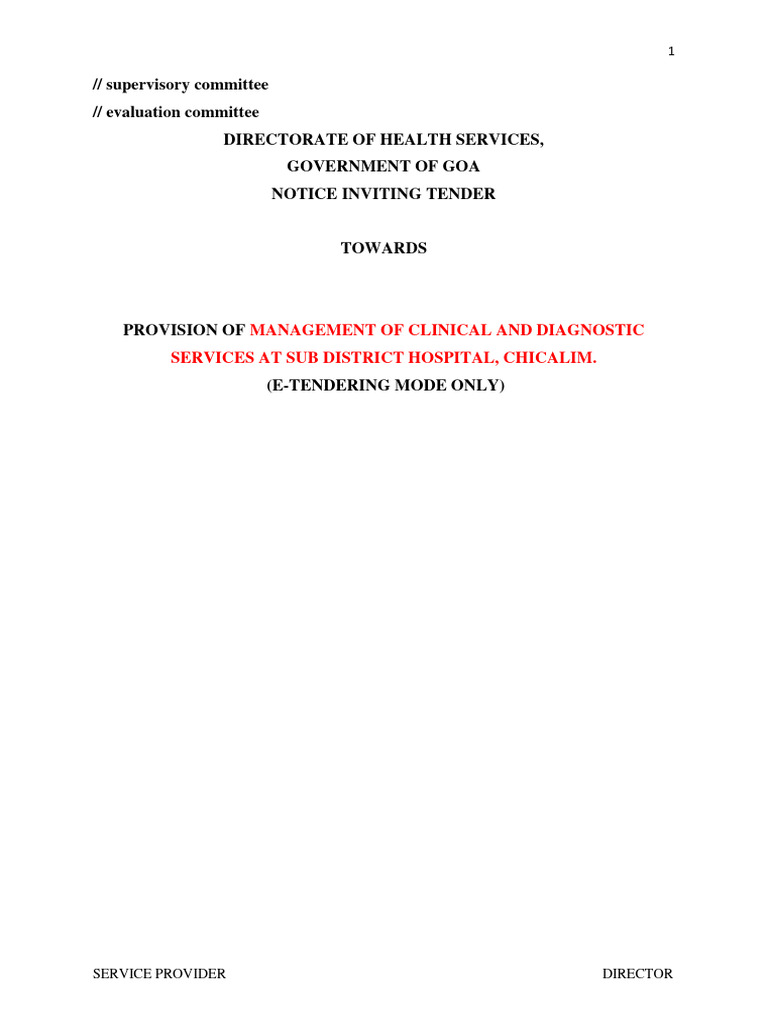 GOA Tender Chicalim Final | PDF | Medicine