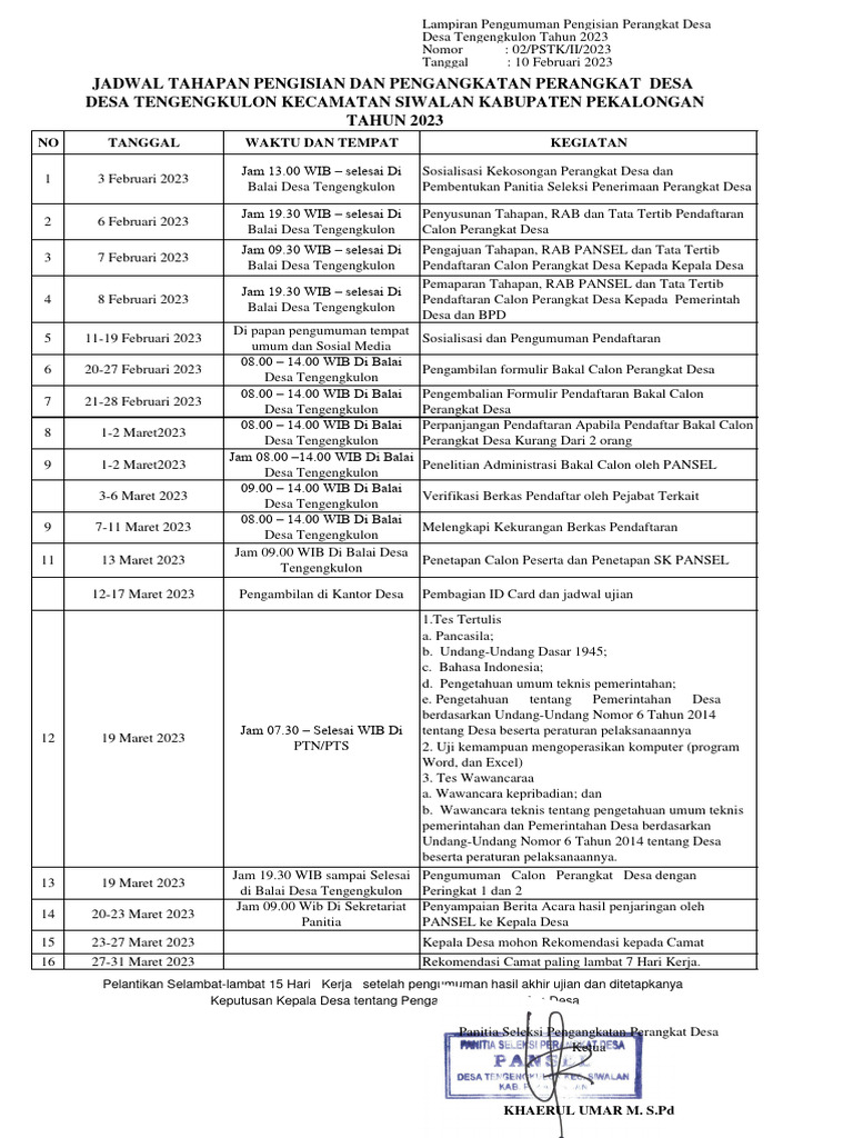 01 - Jadwal Tahapan Pansel | PDF