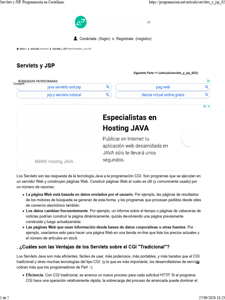 Servlets y JSP | PDF | Java (lenguaje de programación) | Software