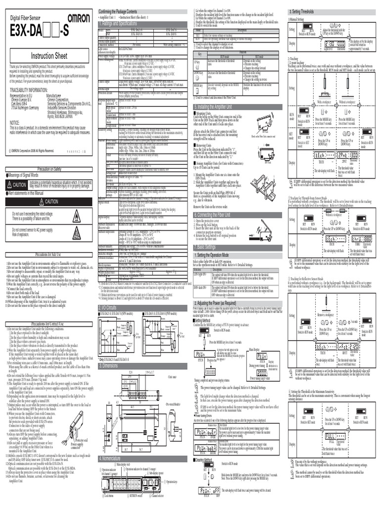 E3x-Da-S Instruction Sheet en | PDF | Power Supply | Bipolar Junction Transistor