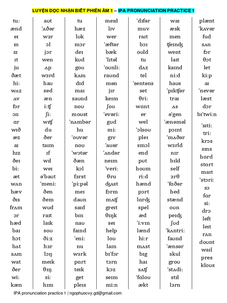 Ipa Pronunciation Practice 1 | PDF