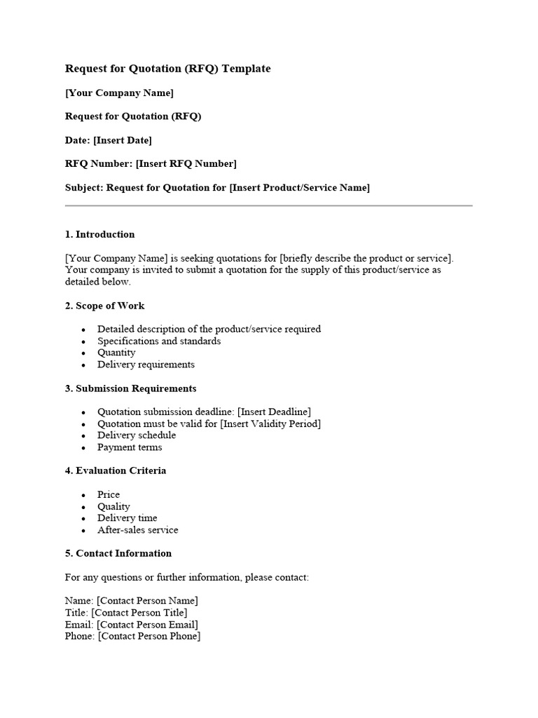 Request For Quotation | PDF