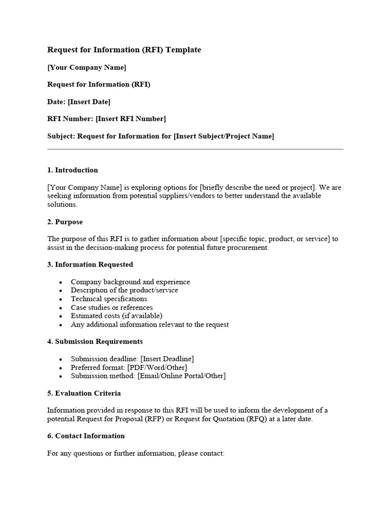 Request For Information | PDF