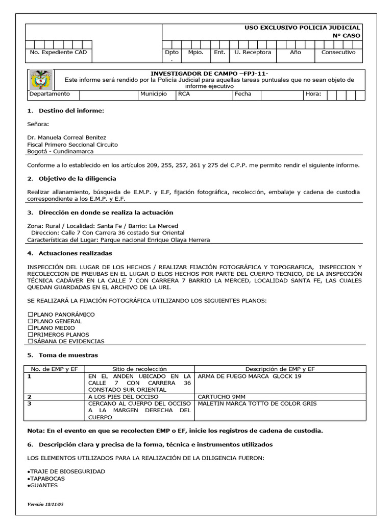 FPJ-11 Infor Investigador Campo | PDF | Grabación | Imagen