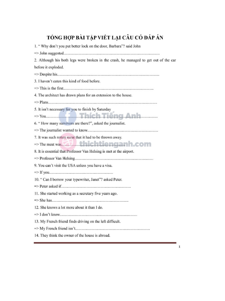 99 Sentence Transformation ( Part 4) | PDF