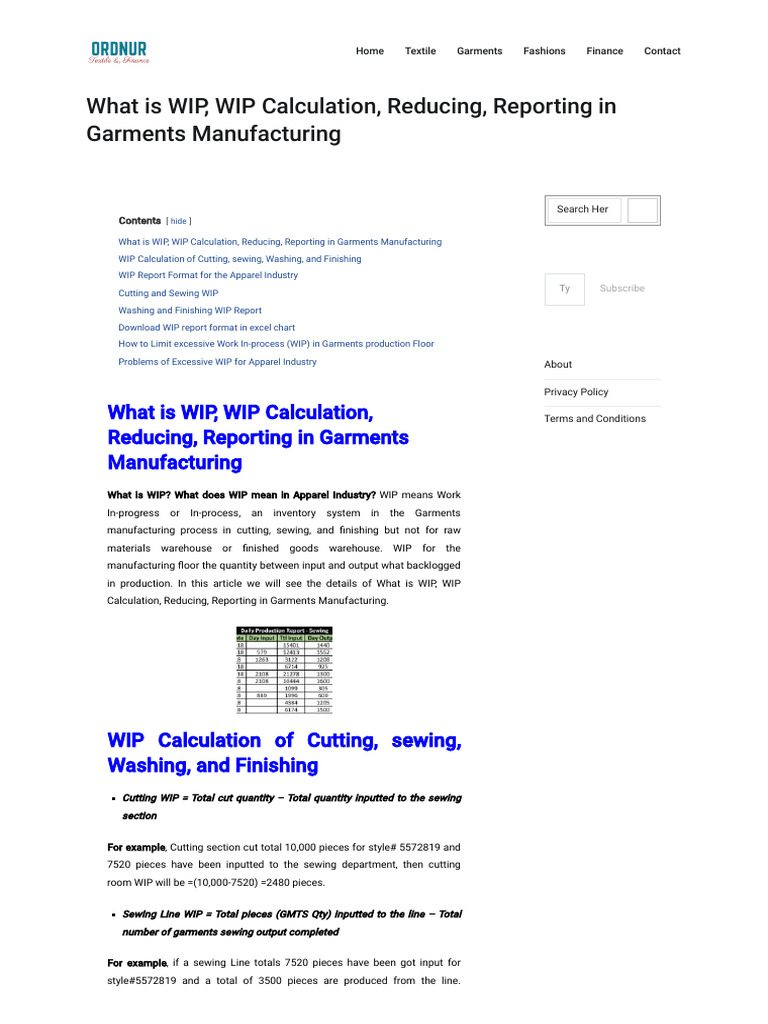 What Is WIP, WIP Calculation, Reducing, Reporting in Garments Ma | PDF ...