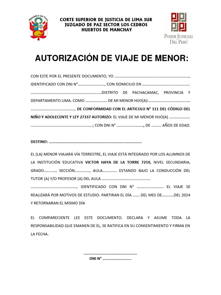 FORMATO DE AUTORIZACION DE VIAJE | PDF