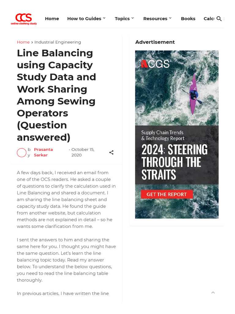 Line Balancing Using Capacity Study Data and Work Sharing Among | PDF ...
