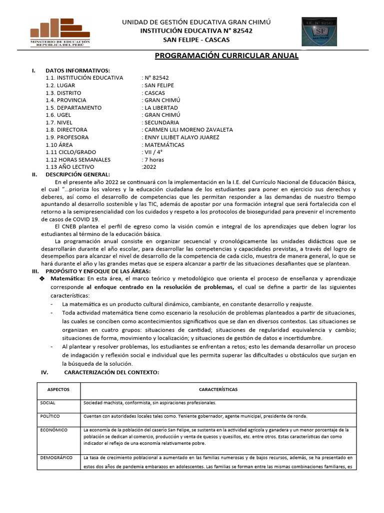 Prog Mat 4° Sec | PDF | Geometría | Aprendizaje