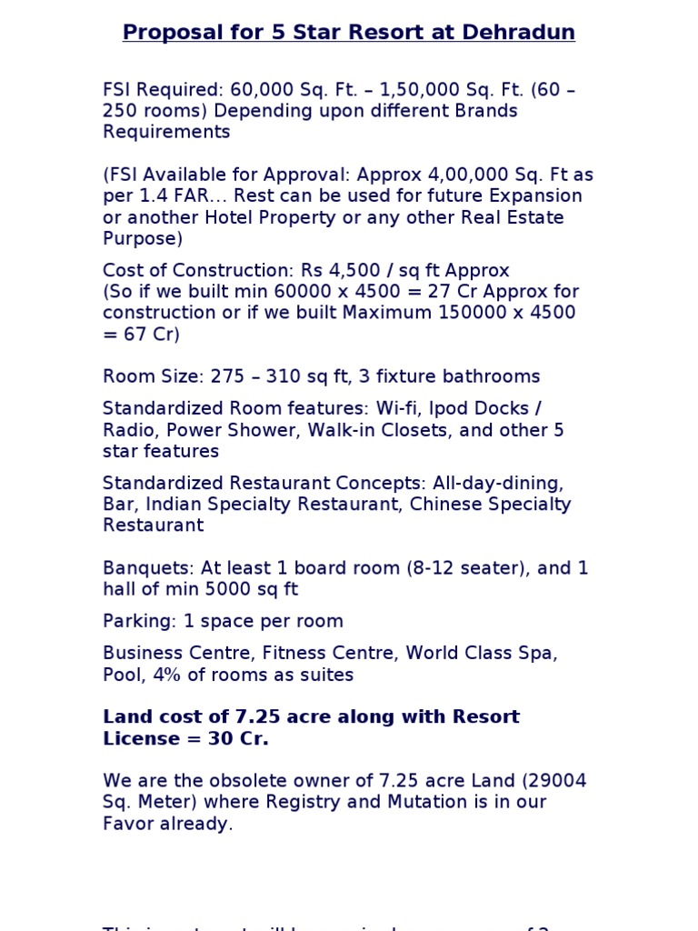 5 Star Resort Proposal in Dehradun | PDF | Business | Law
