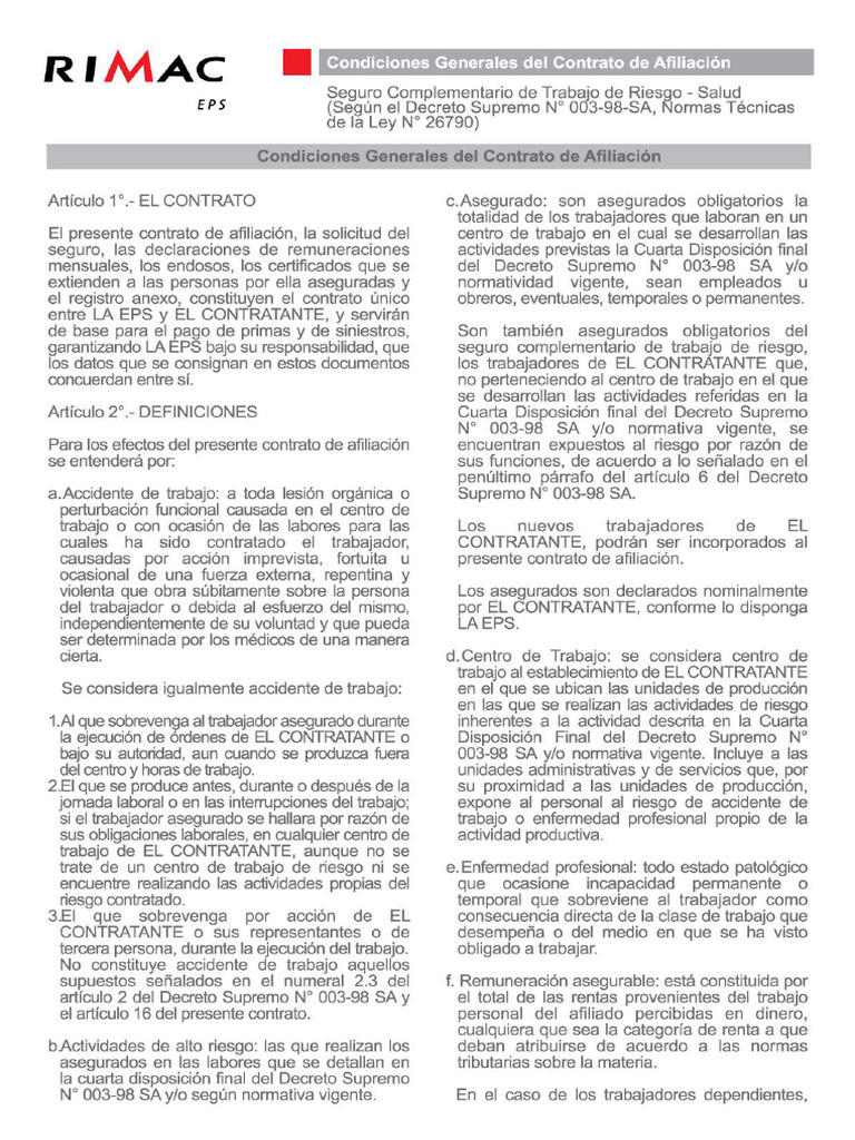 Poliza SCTR Salud | PDF
