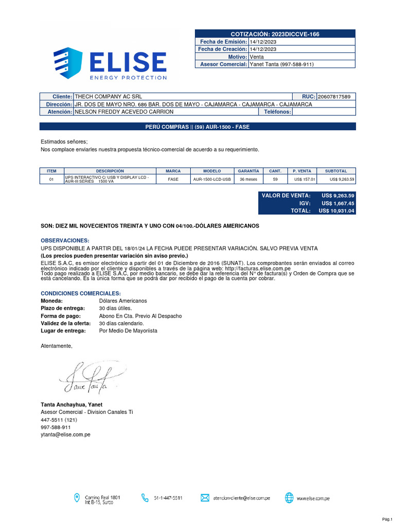 2023diccve-166 - Thech Company Ac SRL - Red de Servicios de Salud Cusco ...