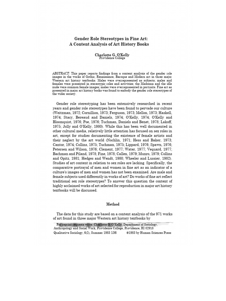 Gender Role Stereotypes in Fine Art | PDF | Masculinity | Sociology