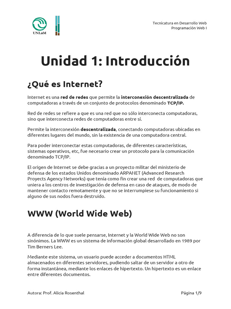 Unidad 01 Introduccion | PDF | HTML | Red mundial