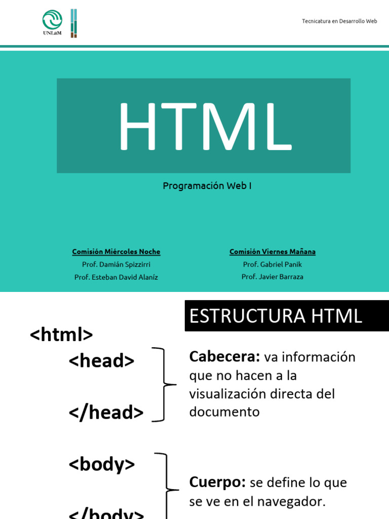 Unidad 02 HTML5 Presentacion 1 | PDF | HTML | HTML5