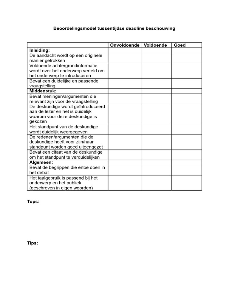 Checklist Inleiding Middenstuk | PDF