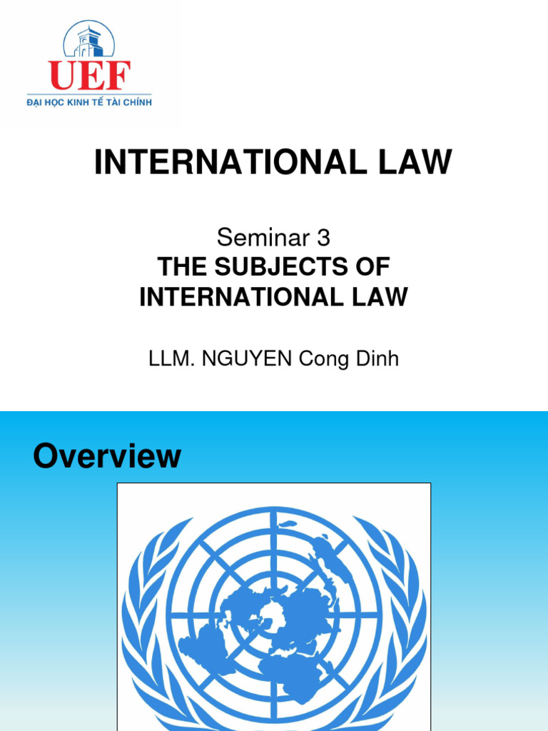 Seminar 3 - The SUBJECTS of INTERNATIONAL LAW - International Law While Background | PDF ...