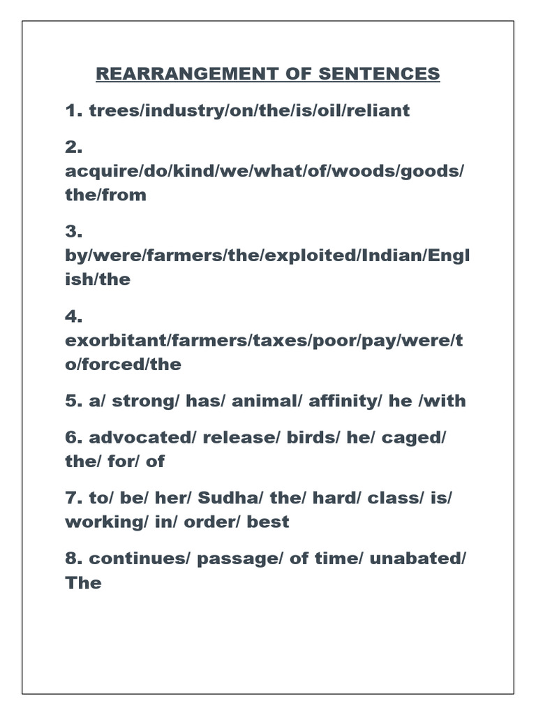 Tenses exercise Rearrangement of sentences | PDF
