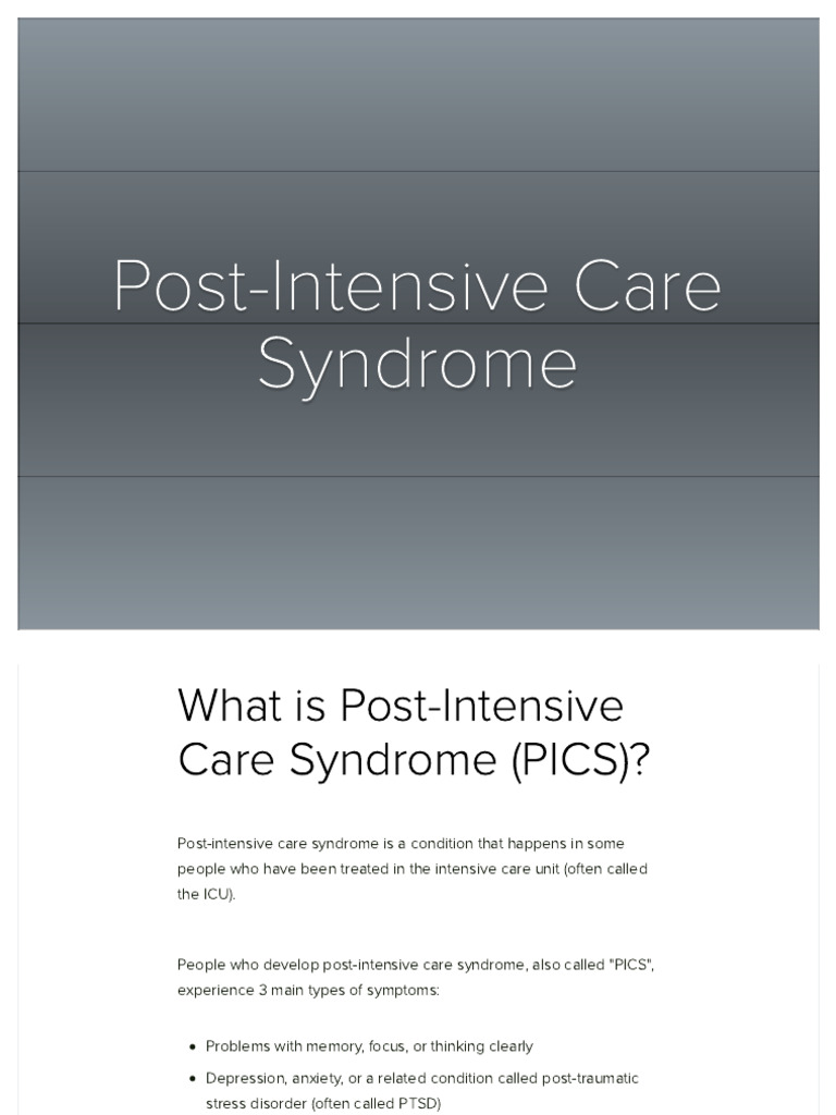 Education Tool – Post-Intensive Care Syndrome | Download Free PDF | Abnormal Psychology | Psychology