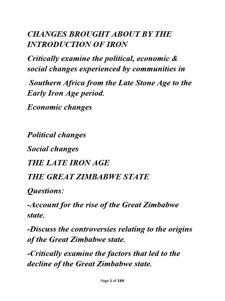 A Level History of Zimbabwe-1 | PDF | Travel | History